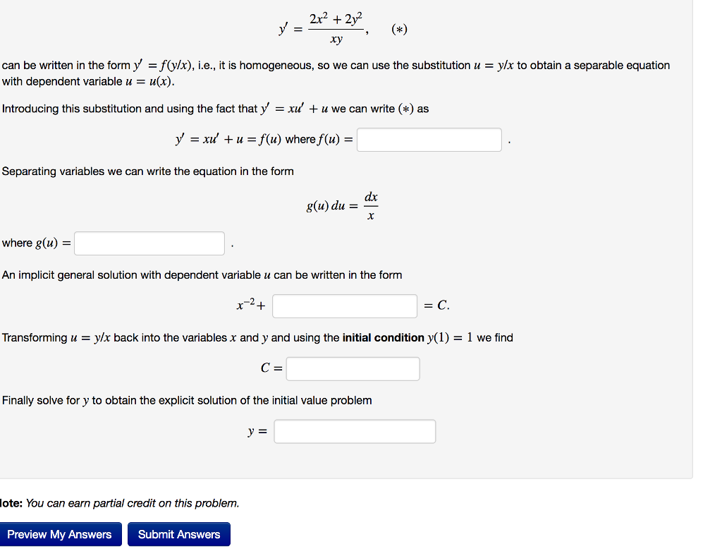 Solved 2x2 +- 2y2 ry can be written in the form y -f(y/x), | Chegg.com