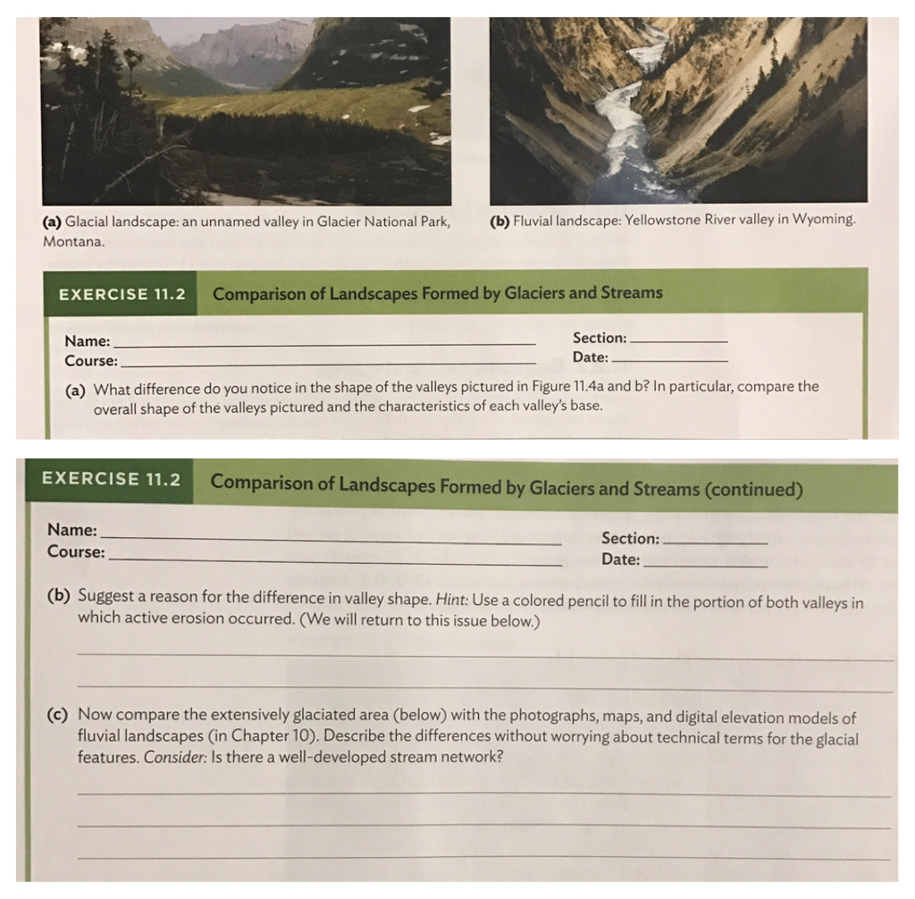 Solved (a) Glacial landscape: an unnamed valley in Glacier | Chegg.com