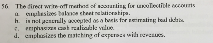 Solved The direct write-off method of accounting for | Chegg.com