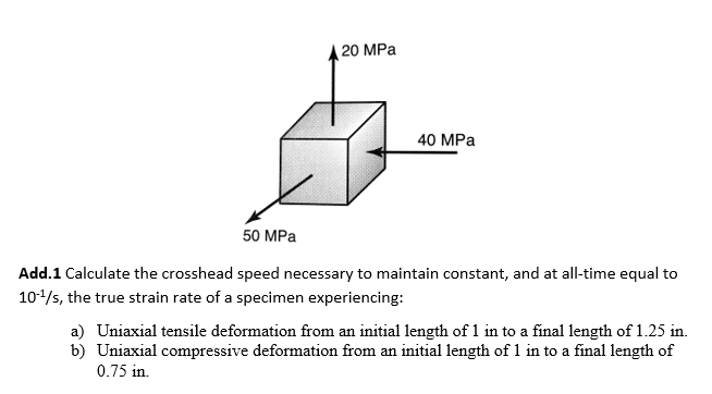 Solved 20 MPa 40 MPa 50 MPa Add.1 Calculate the crosshead | Chegg.com