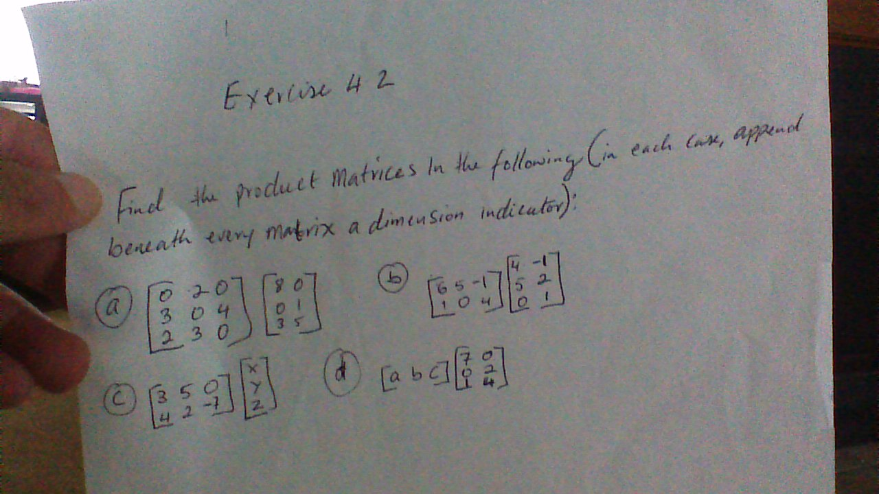 Solved Find the product matrices in the following (in each | Chegg.com