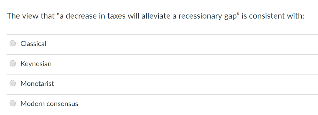 Solved The View That A Decrease In Taxes Will Alleviate A Chegg