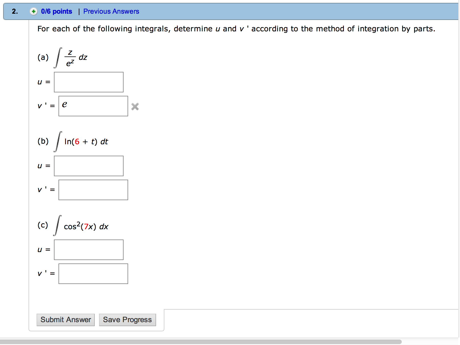 Solved For each of the following integrals, determine u and | Chegg.com