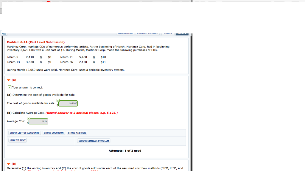 Solved Problem 6-2A (Part Level Submission) Martinez Corp. | Chegg.com