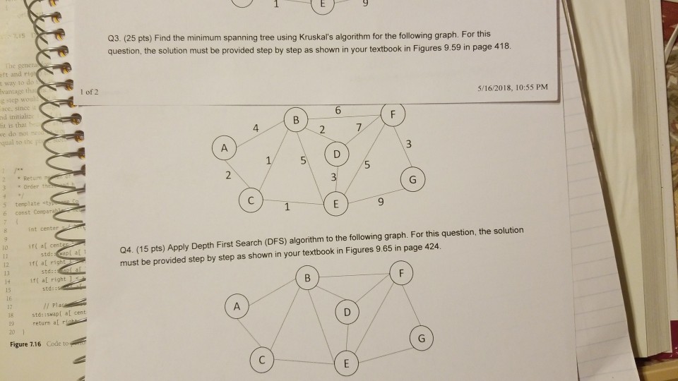 Solved Q3. (25 pts) Find the minimum spanning tree using | Chegg.com