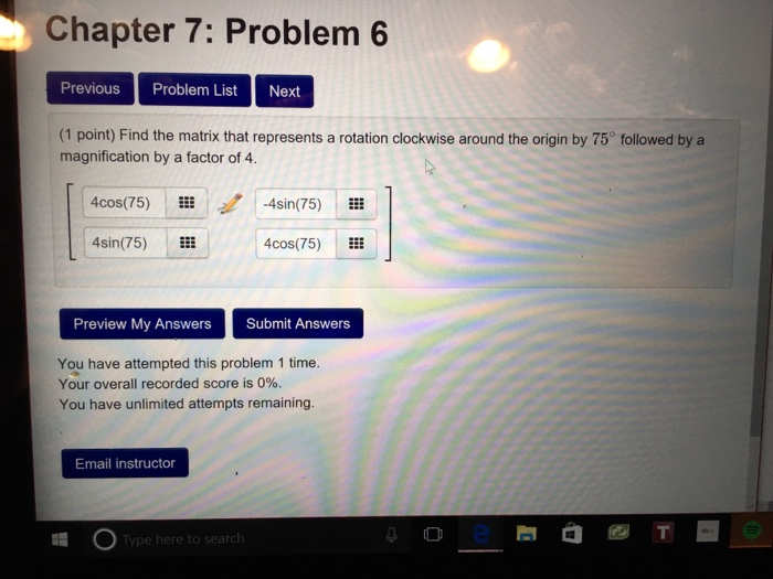 Solved Find the matrix that represents a rotation clockwise | Chegg.com