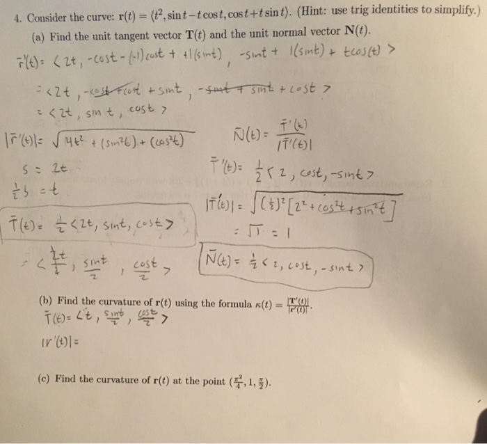 Solved 4. Consider the curve: r(t) = (t2 sin t-t cost, cost | Chegg.com