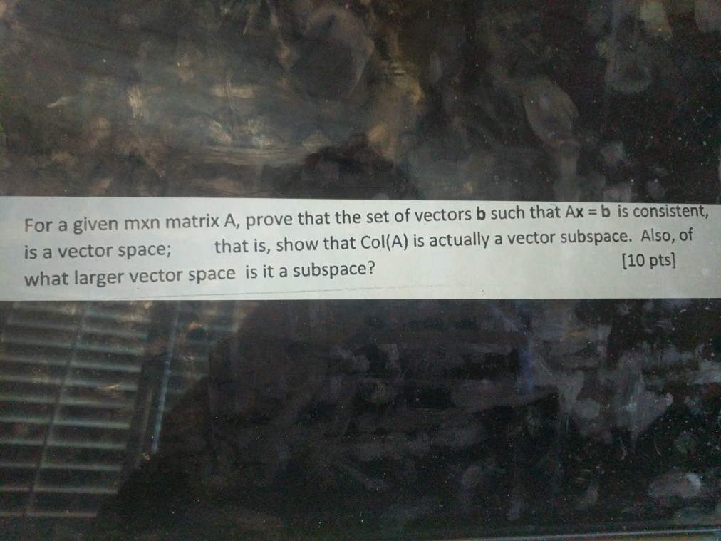 Solved For a given mxn matrix A, prove that the set of | Chegg.com