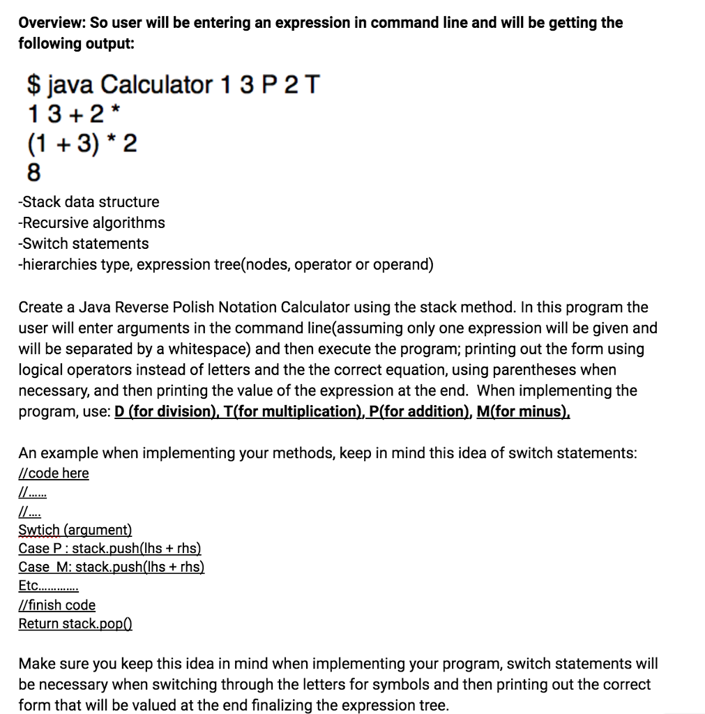 Solved Java Programing Calulator for Reverse Pollish | Chegg.com