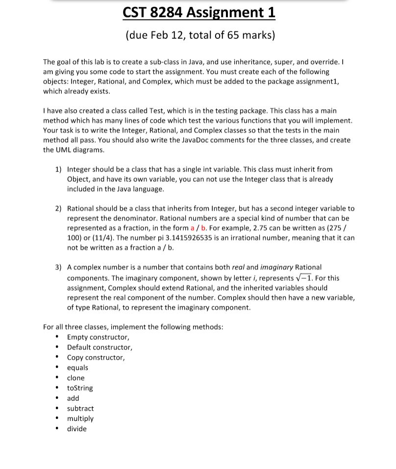 Solved CST 8284 Assignment 1 (due Feb 12, total of 65 marks) | Chegg.com