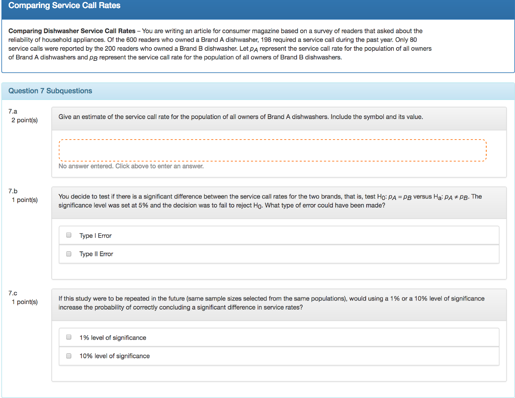 Solved Comparing Dishwasher Service Call Rates - You are | Chegg.com