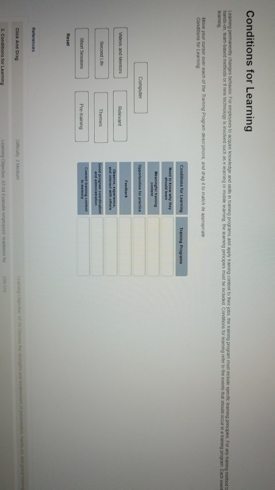 Conditions for Learning the lea Click And Drag | Chegg.com