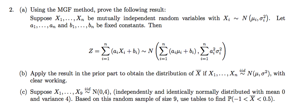 Solved Using the MGF method, prove the following result: | Chegg.com