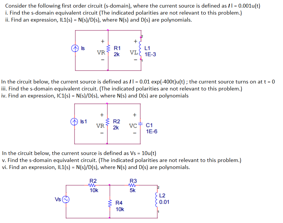 Solved Consider the following first order circuit | Chegg.com