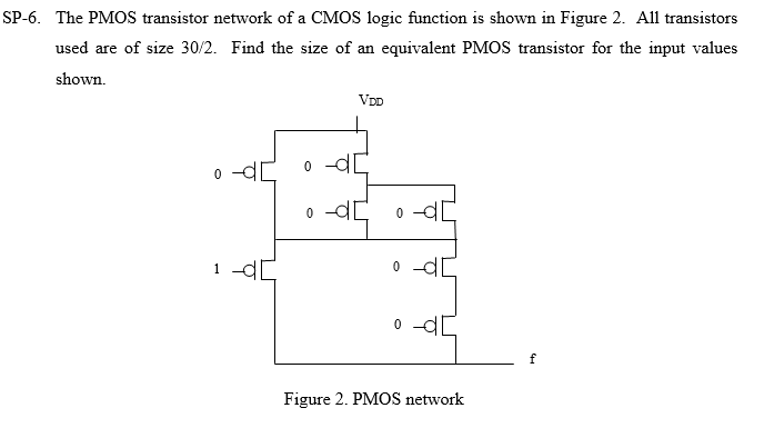 Solved SP-6. The PMOS transistor network of a CMOS logic | Chegg.com