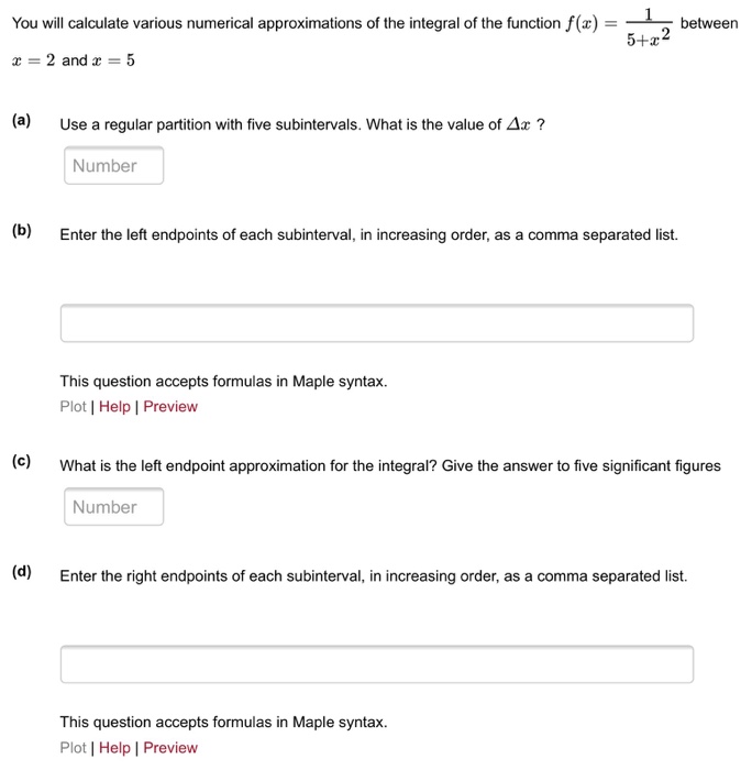 Solved You will calculate various numerical approximations | Chegg.com