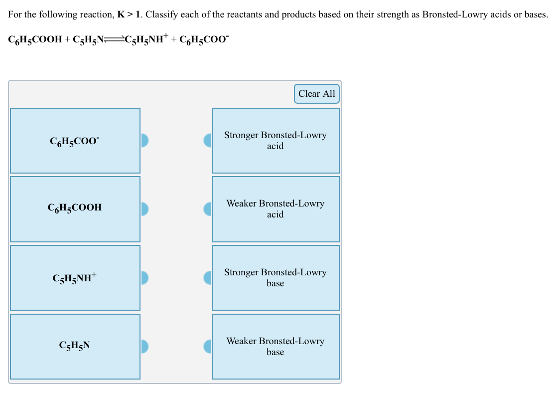 Solved For the following reaction, K 1. Classify each of the | Chegg.com