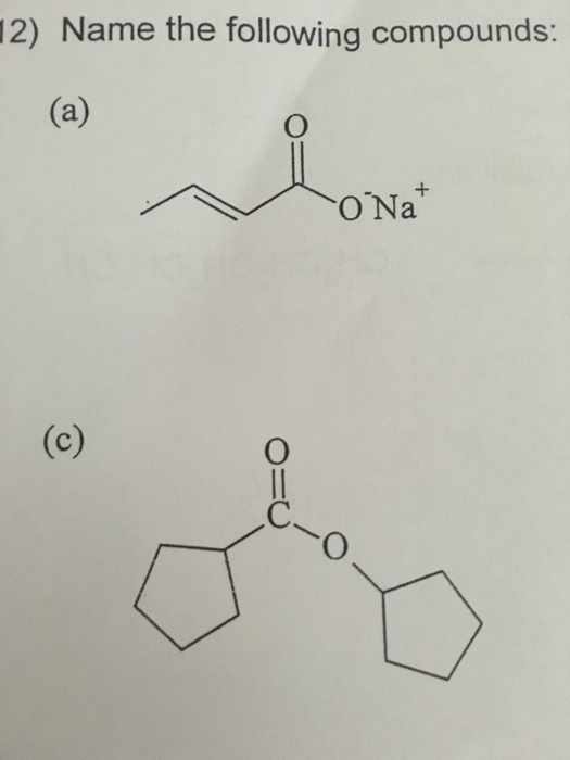 Solved Name the following compounds: | Chegg.com