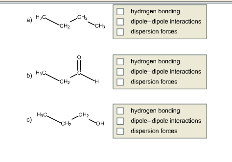 hydrogen bonding dipole-dipole interactions | Chegg.com