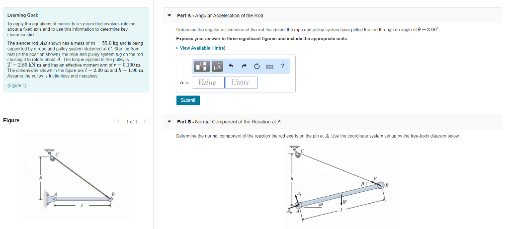 Solved Learning Goal: Part A Angular Acceleration of the Rod | Chegg.com