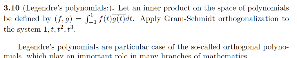 Solved Let an inner product on the space of polynomials be | Chegg.com