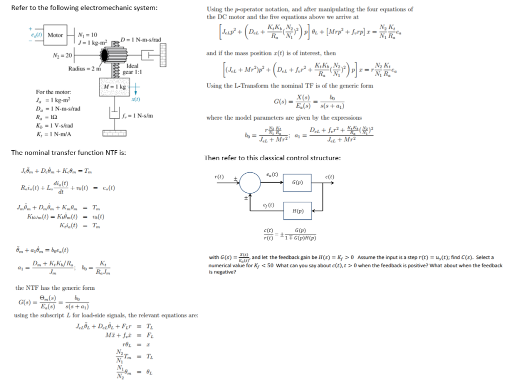 Solved Refer to the following electromechanic system Using | Chegg.com Solved Refer to the following electromechanic system Using | Chegg.com