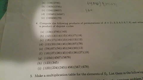 Solved (a) (134)(2785) (b) (1634)(2785) (e) (134)(28657) 怎ㄐ | Chegg.com