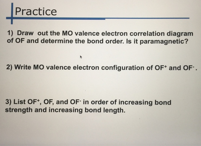 Solved Draw out the MO valence electron correlation diagram | Chegg.com