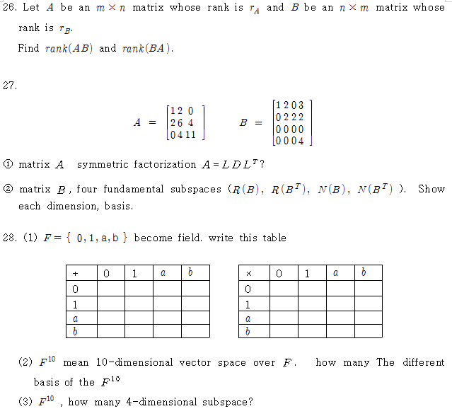 Let A be an m times n matrix whose rank is r_A and B | Chegg.com