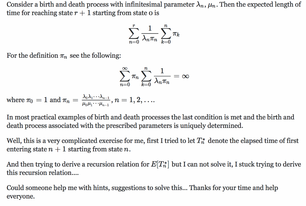 Consider a birth and death process with infinitesimal | Chegg.com