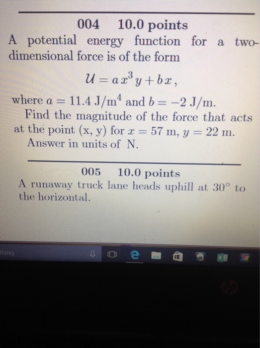 Solved A potential energy function for a two-dimensional | Chegg.com