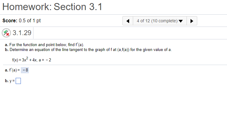 Solved a. For the function and point below, find f'(a). b. | Chegg.com