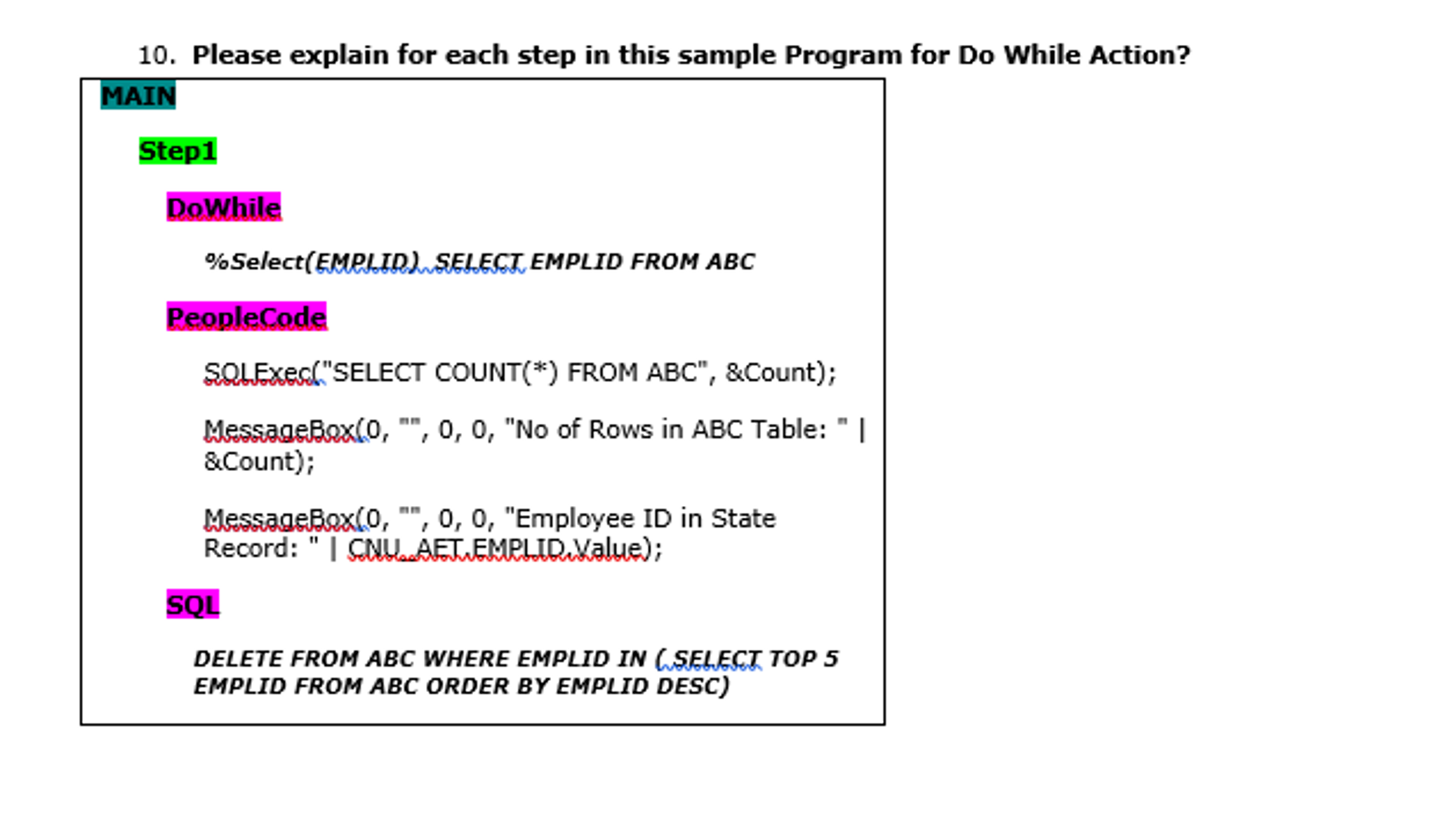 Solved Explain for each step in this sample Program for Do | Chegg.com