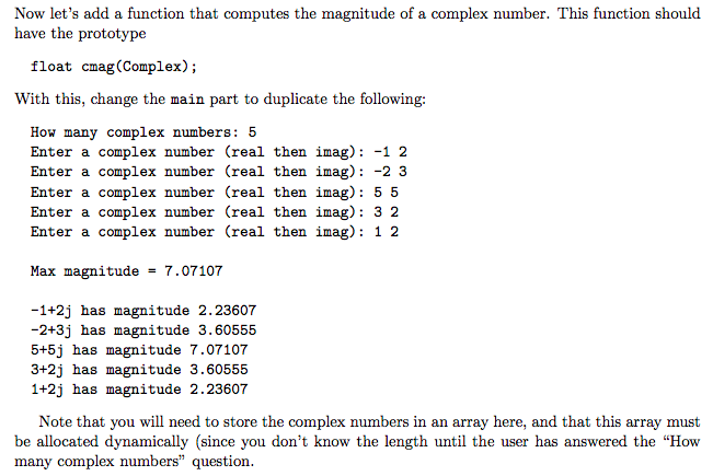 Solved Now let's add a function that computes the magnitude | Chegg.com