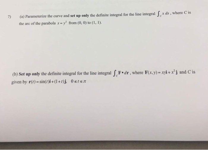 Solved Parameterize the curve and set up only the definite | Chegg.com