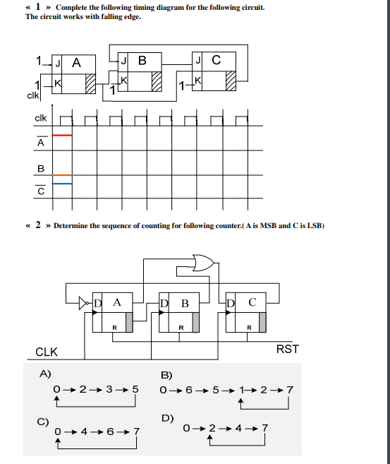 Solved «1»Complete the following timing diagram for the | Chegg.com