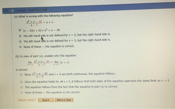 Solved What is wrong with the following equation? X2 + x - | Chegg.com