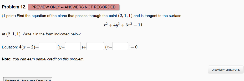Solved Problem 12. PREVIEW ONLY -ANSWERS NOT RECORDED 1 | Chegg.com
