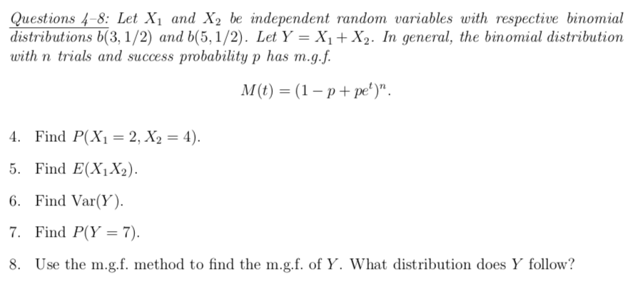 Solved Questions h-8: Let X1 and X2 be independent random | Chegg.com