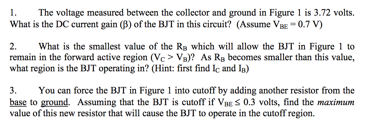 Solved Rc 30380 2N3904 Figure 1. Basic BJT Biasing Circuit | Chegg.com