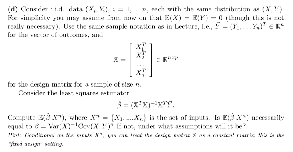 Solved Consider arbitrary random variables X E RP, Y E R | Chegg.com