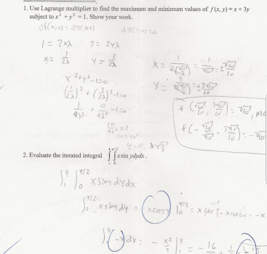Solved 1. Use Lagrange multiplier to find the maximum and | Chegg.com