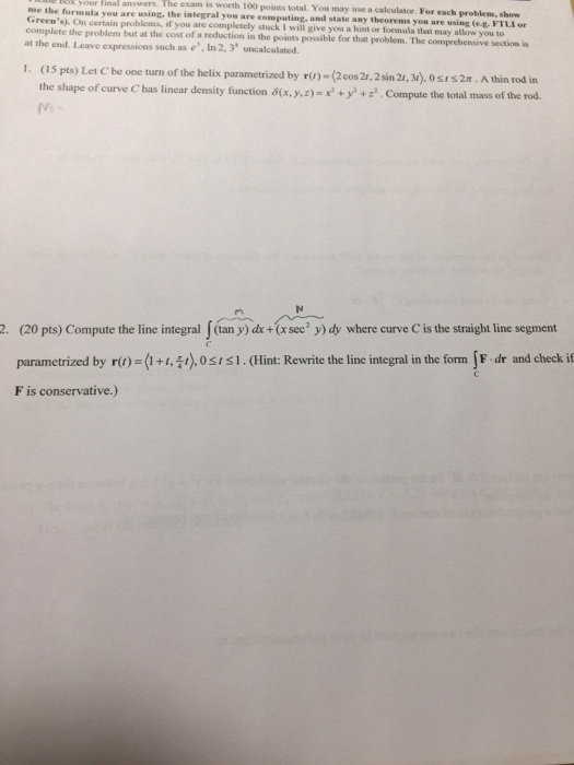 Solved Let C be one turn of the helix parametrized r(t) = (2 | Chegg.com