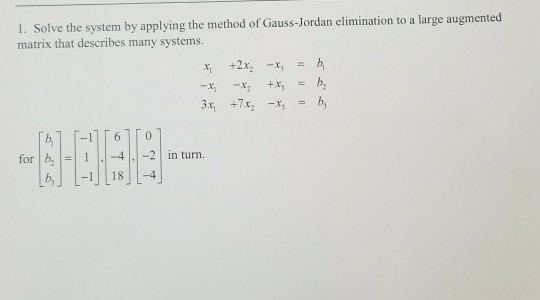 Solved 1. Solve the system by method of Gauss-Jordan | Chegg.com