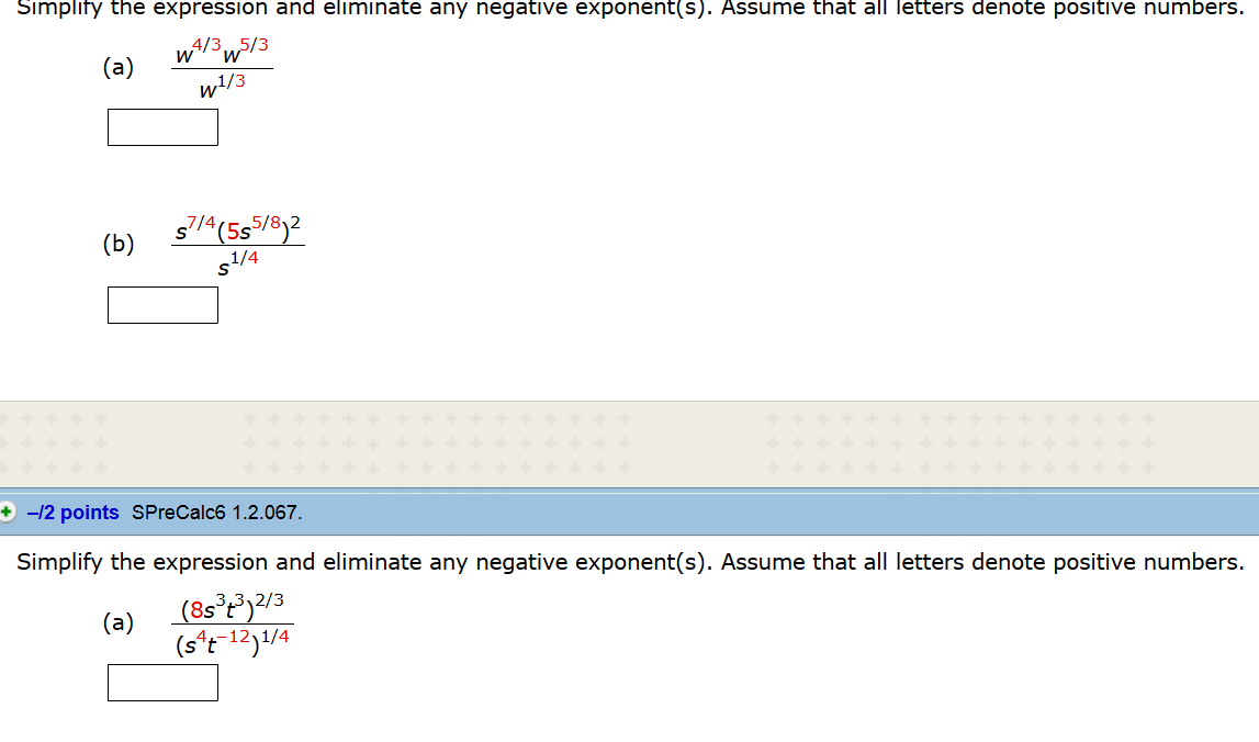 Solved Simplify the expression and eliminate any negative | Chegg.com