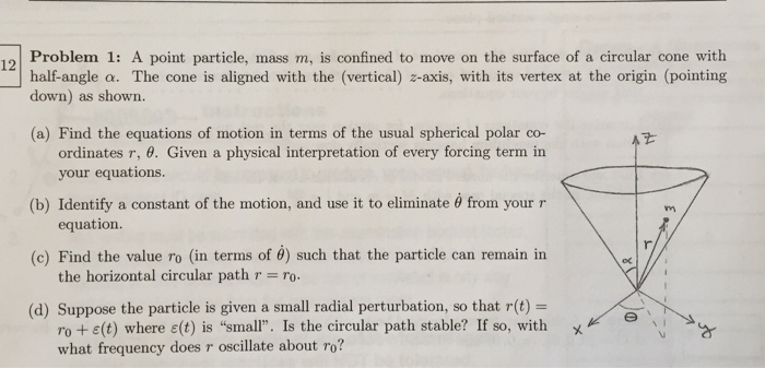 Solved A point particle, mass m, is confined to move on the | Chegg.com