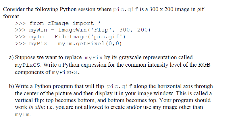 Solved Consider the following Python session where pic. gif | Chegg.com