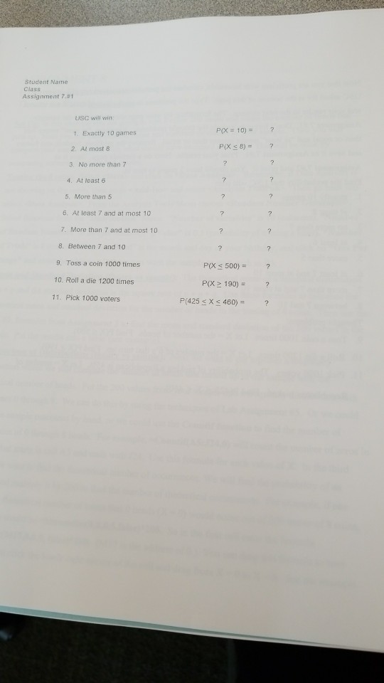 Solved ASSIGNMENT7 More Binomial Probabilities In this | Chegg.com