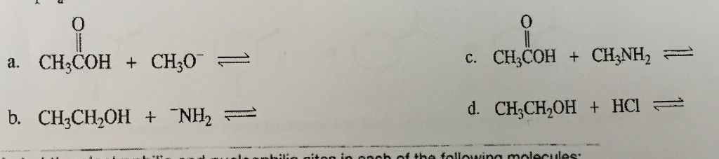 Solved a. CH COH CH30 b. CH3CH2OH NH2 c. CH3COH CH3NH2 d. | Chegg.com