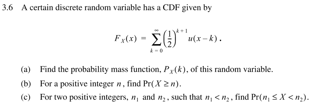 Solved 3.6 A certain discrete random variable has a CDF | Chegg.com
